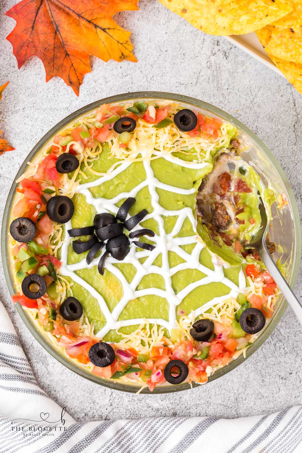 Spider Web 7 Layer Dip for Halloween!