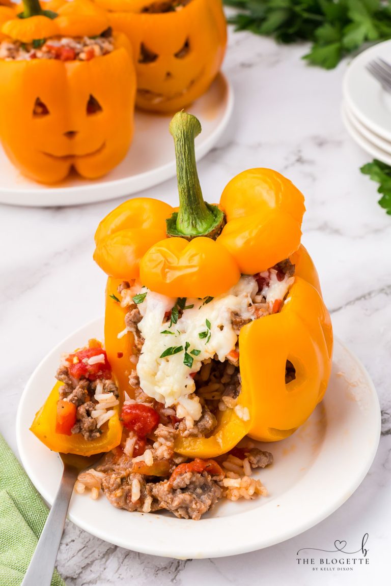 Jack O Lantern Stuffed Peppers Recipe!